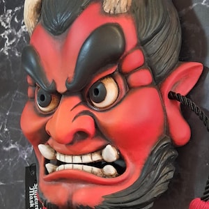 Traditional Japanese Raijin Mask. Handmade Art Collection. Custom ...