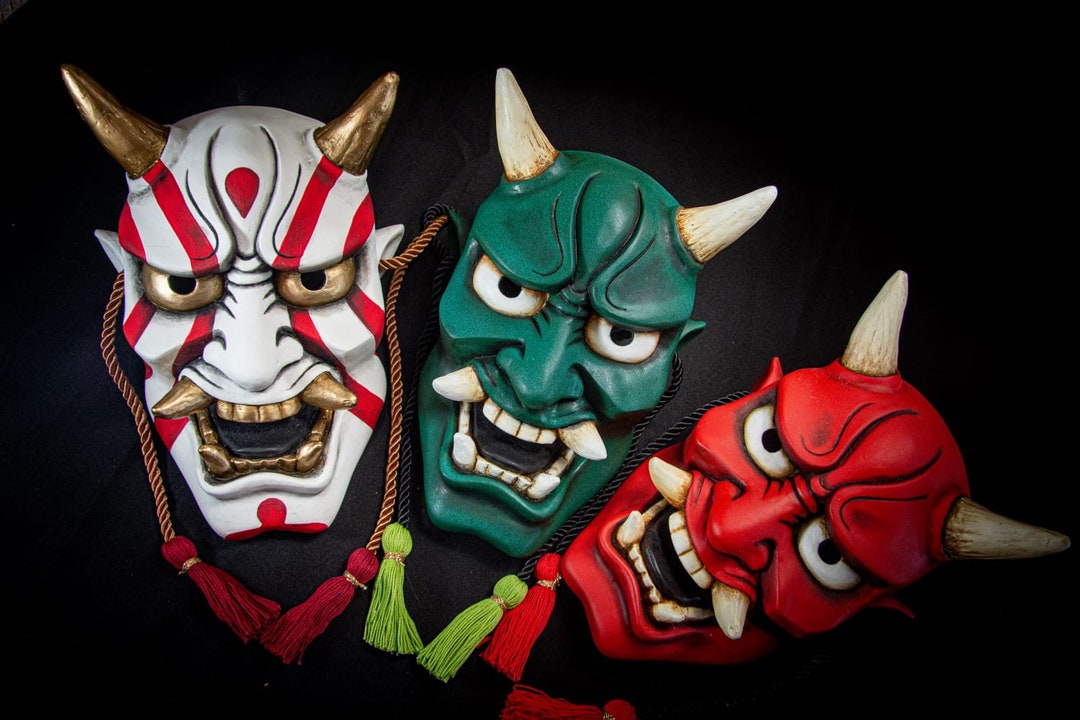 Traditional Japanese ONI Mask. Handmade Art Collection. Custom Colors ...