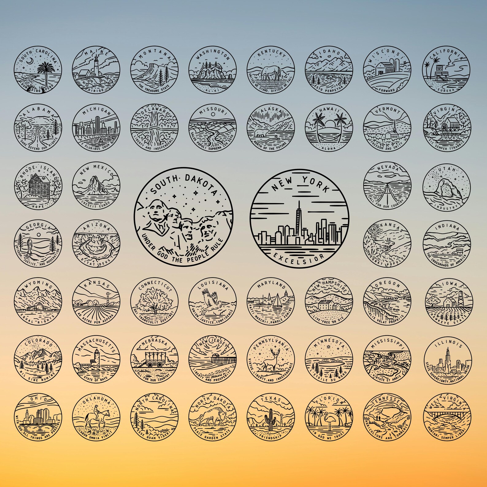 Engraved U.S. States Coaster Set: Custom Cork Coasters, Gift for ...