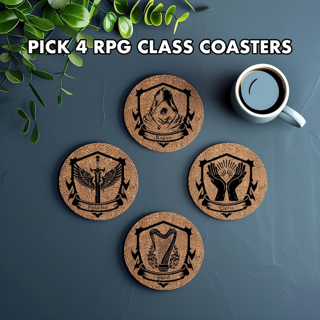 RPG Classes Coaster Set - Custom RPG Coaster Set for Gamer - Gift for ...