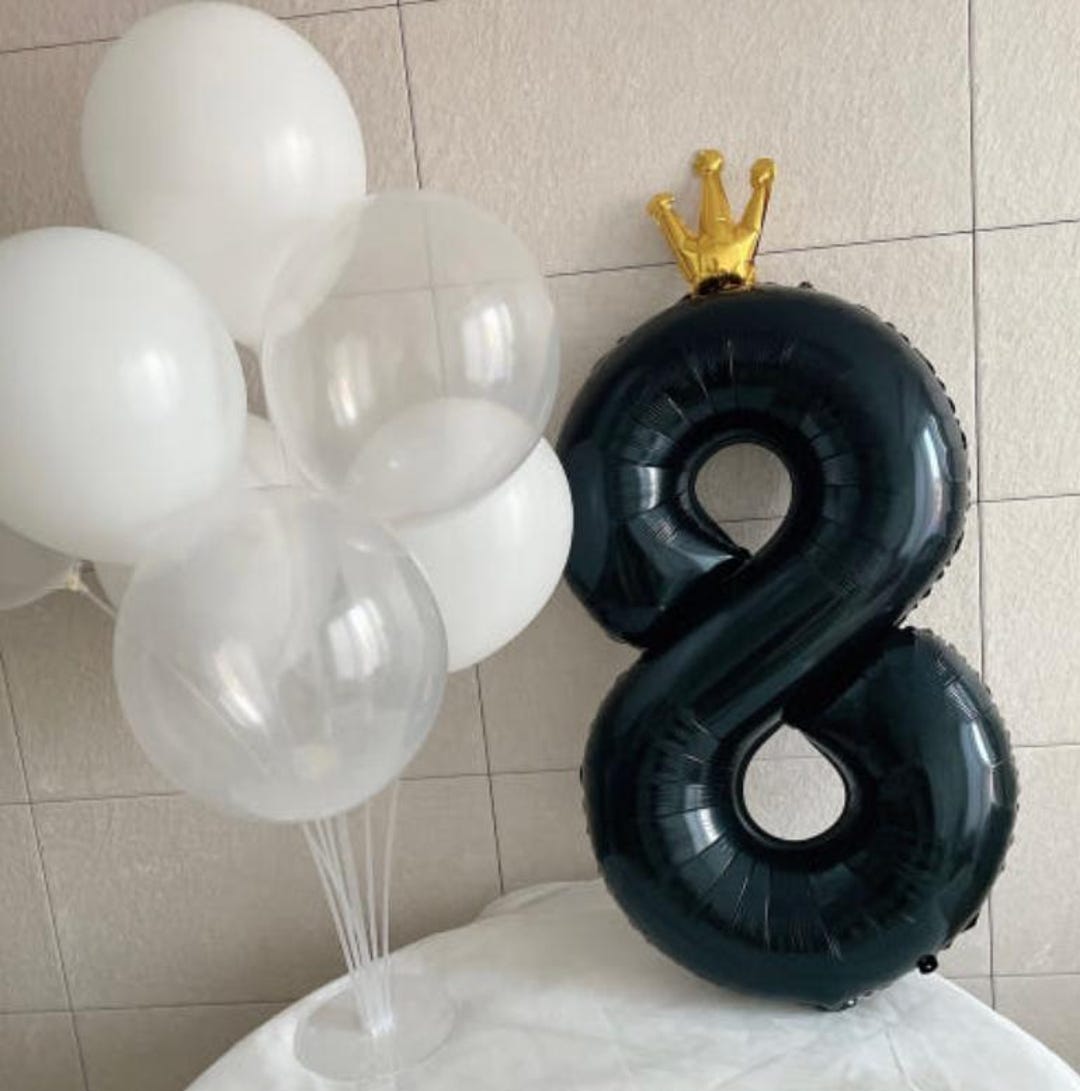 Black Number Balloon With Gold Crown 40 Inch Elegant Chic, Adult ...