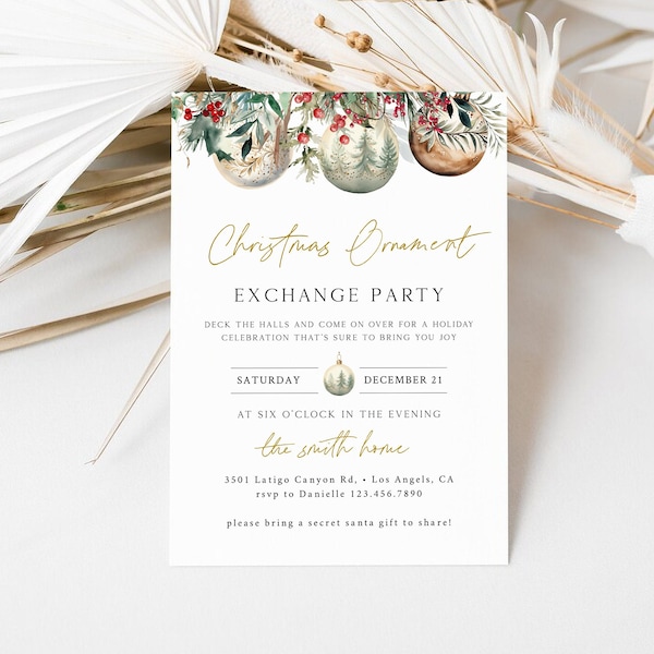 Christmas Ornament Exchange Party Invitation - Etsy