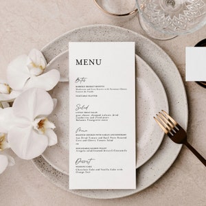 Wedding Menu Template, DIY Wedding Menu, Modern Wedding Menu, Simple ...