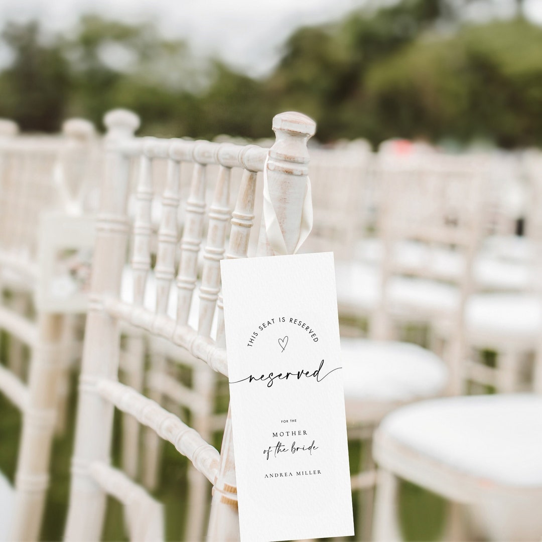 Editable Seating Tag Template, Reserved Seating Tag, Minimalist Wedding ...