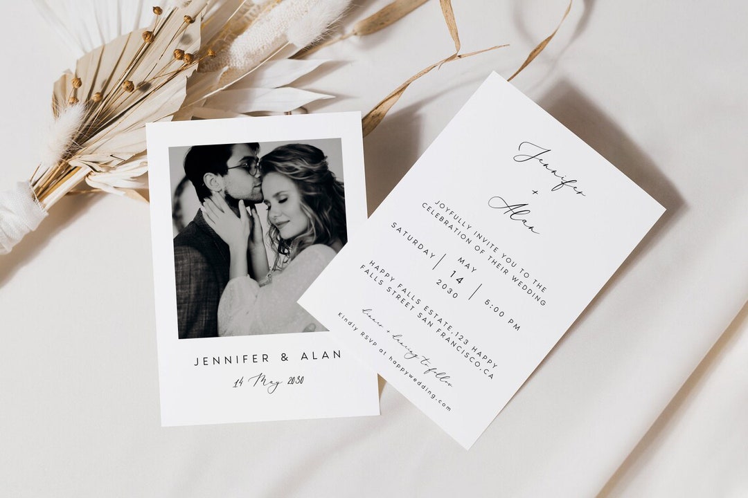 Minimalist Wedding Invitation Template, Modern Invitation Template ...