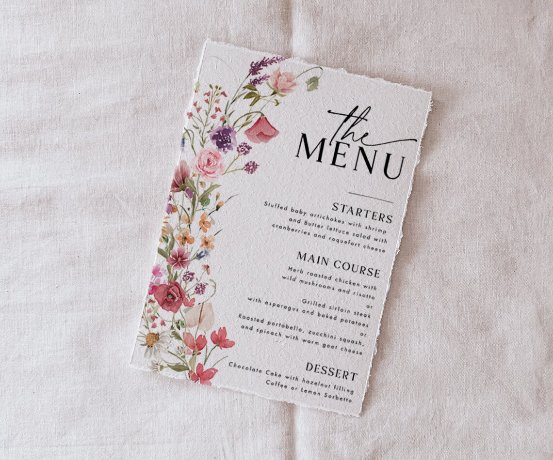 Minimalist Wedding Menu Template Modern Script Wedding Dinner - Etsy