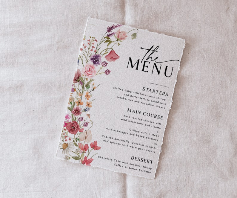 Minimalist Wedding Menu Template Modern Script Wedding Dinner - Etsy