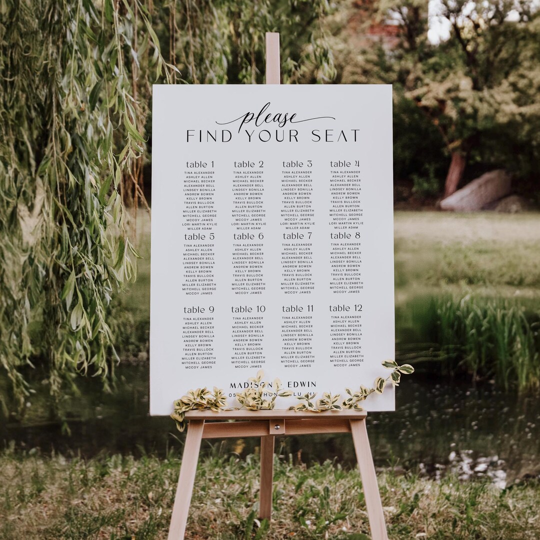 Seating Plan, Wedding Seating Card Template, Printable Seating Cards ...
