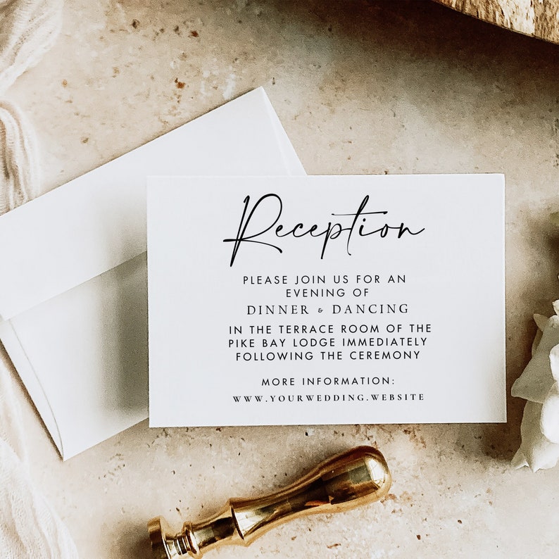 Reception Card Template, Fully Editable Insert Card Printable ,wedding ...
