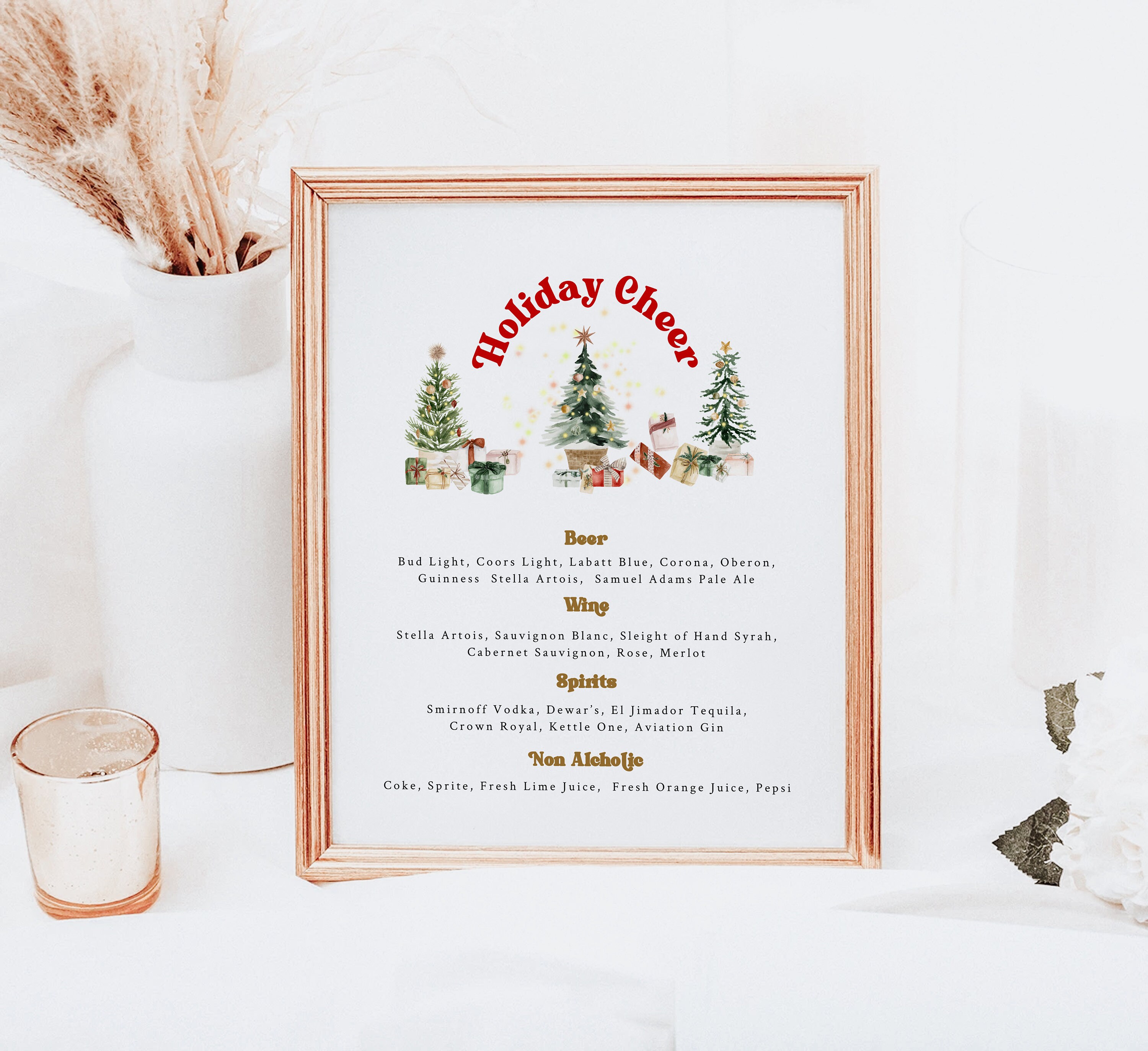 Christmas Bar Menu Holiday Bar Sign Christmas Drinks Sign - Etsy