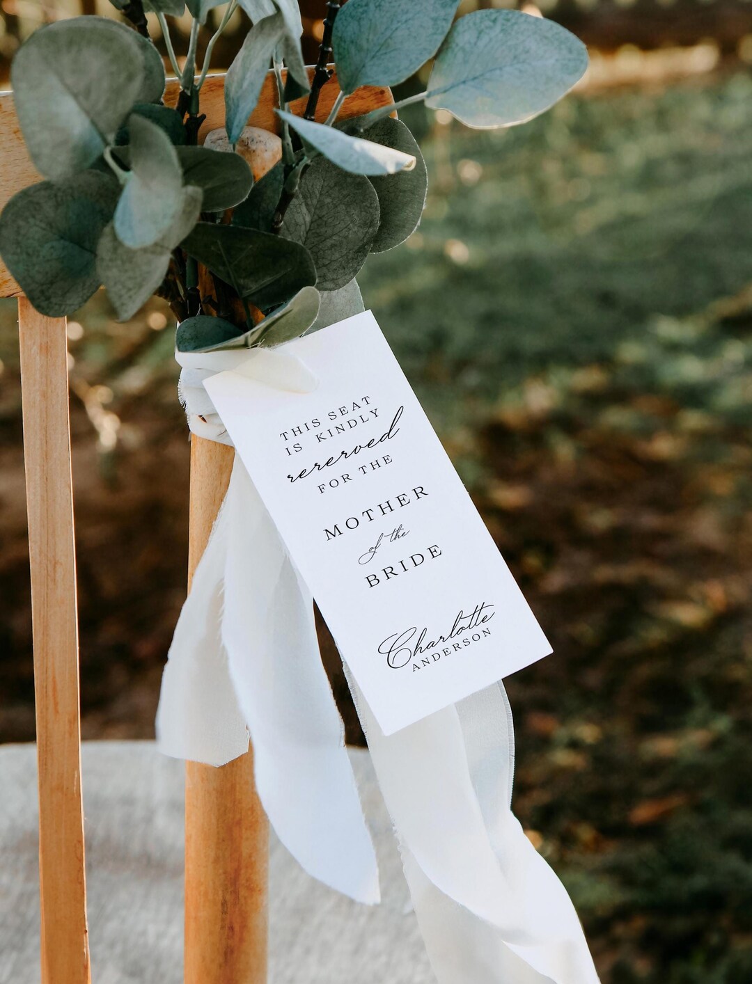 Editable Seating Tag Template, Reserved Seating Tag, Minimalist Wedding ...