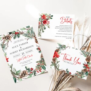 Christmas Wedding Invitation Template, Christmas Wedding Invitation ...