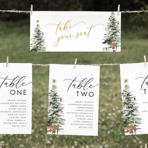 Christmas Seating Chart Cards, Holiday Seating Chart Wedding, Wedding ...