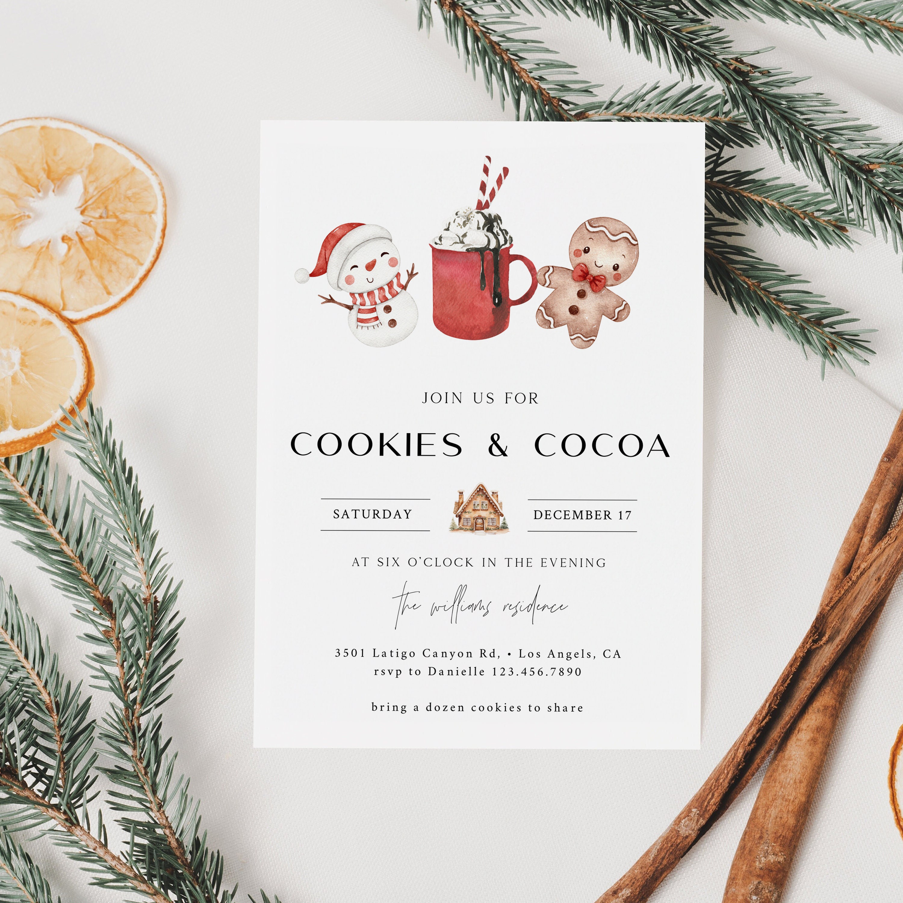 Editable Cookies and Cocoa Party Invitation, Hot Chocolate Evite, Cocoa ...