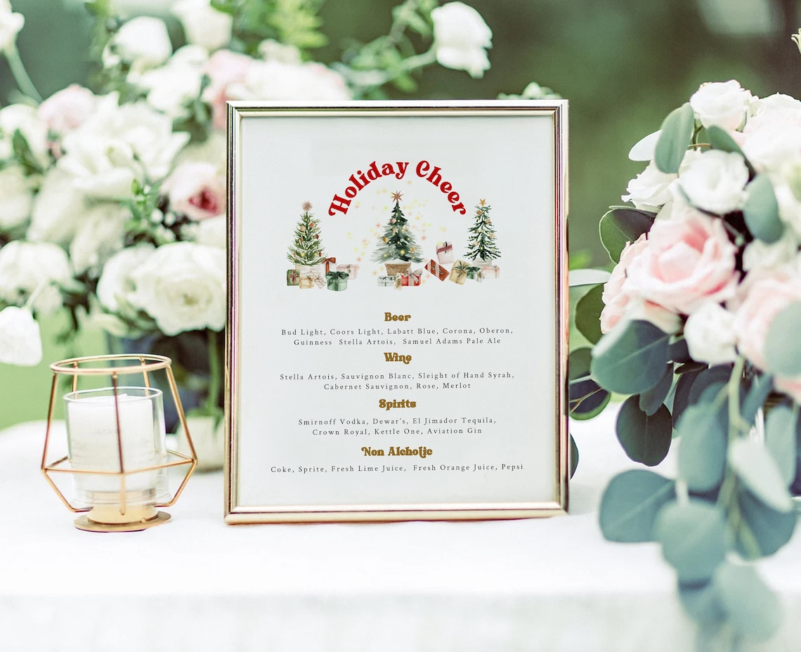 Christmas Bar Menu Holiday Bar Sign Christmas Drinks Sign - Etsy