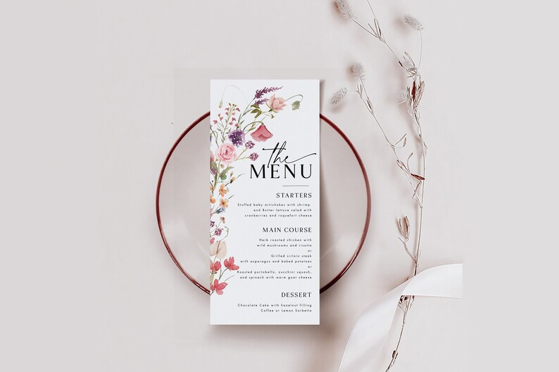 Minimalist Wedding Menu Template Modern Script Wedding Dinner - Etsy