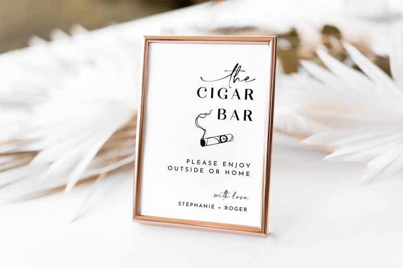Cigar Bar Sign Template, Wedding Cigar Sign, Modern Minimalist Cigar ...