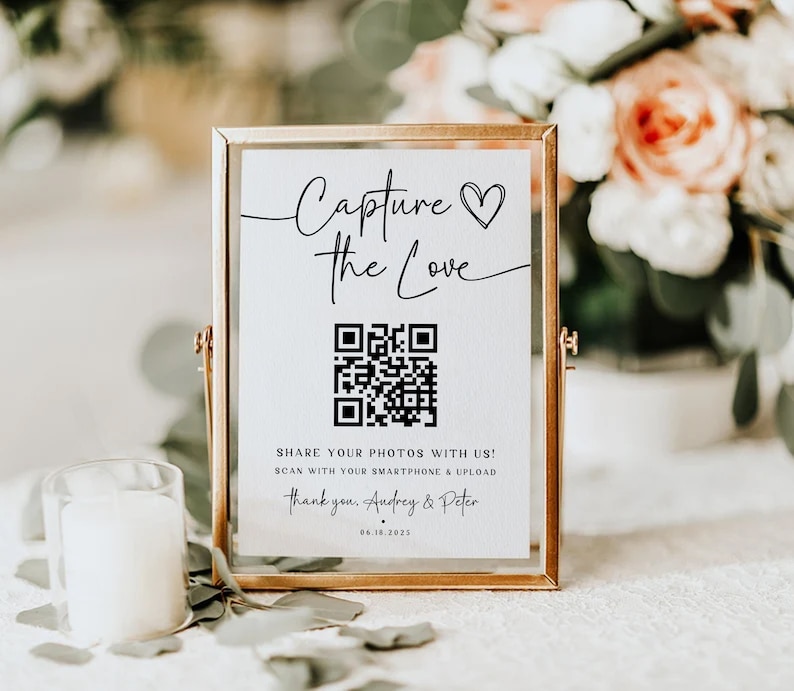 Capture the Love Wedding QR Code Sign, Wedding Sign, Wedding Photo Sign ...