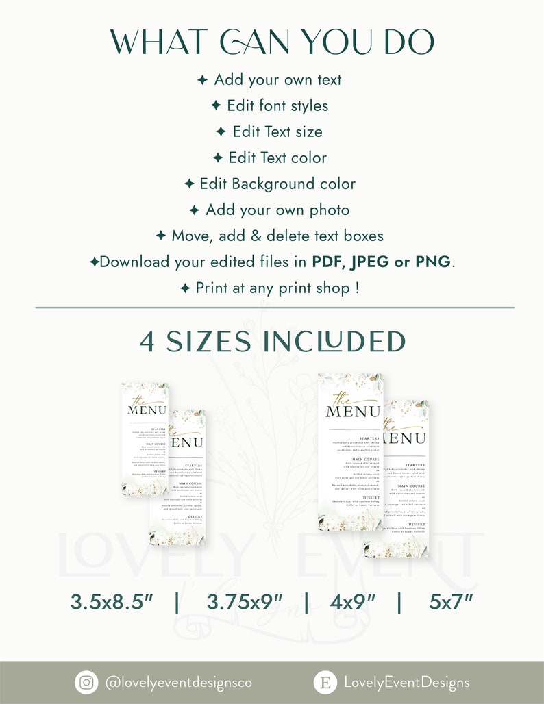 Minimalist Wedding Menu Template Modern Script Wedding Dinner - Etsy