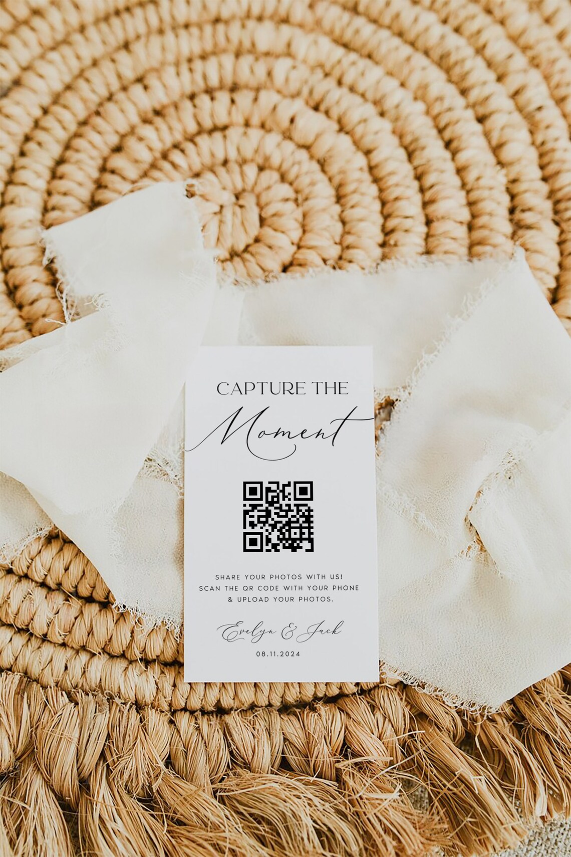 Minimalist Photo Guest Book Canva Template, QR Code Wedding Sign, QR ...