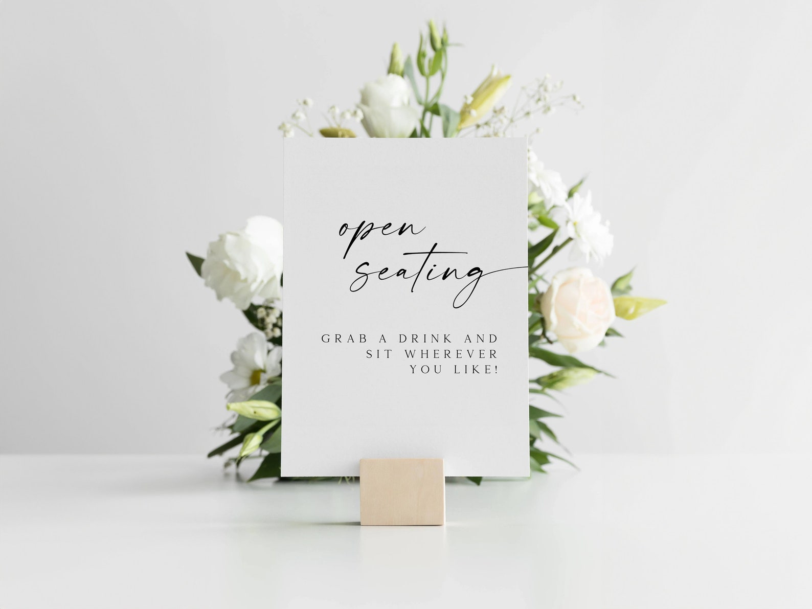 Open Seating Sign Template, Printable Open Seating Sign, No Assigned ...