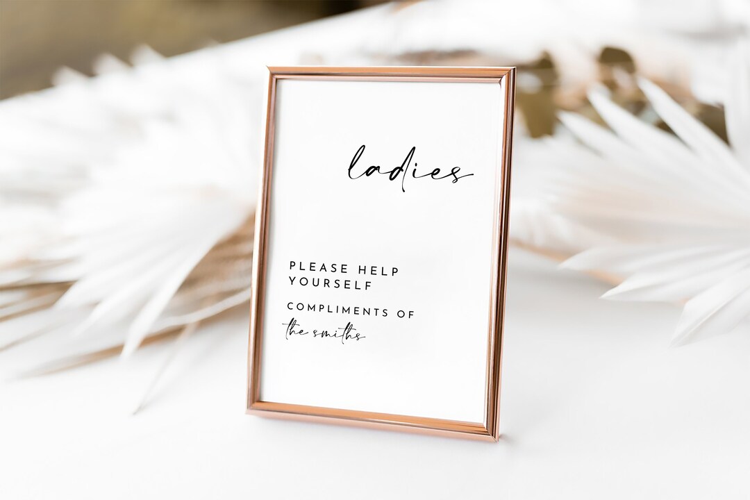 Wedding Bathroom Sign Template, Modern Gentlemen Room Sign Template ...