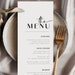 Minimalist Wedding Menu Template, Modern Script Wedding Dinner Menu ...