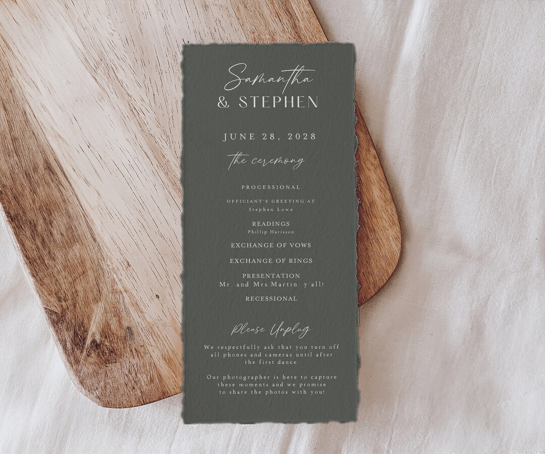 Wedding Program Template, Modern & Classic, Elegant Tall Wedding ...