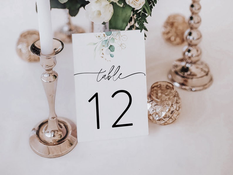 Table Numbers Printable, Table Numbers Template, Calligraphy Table ...