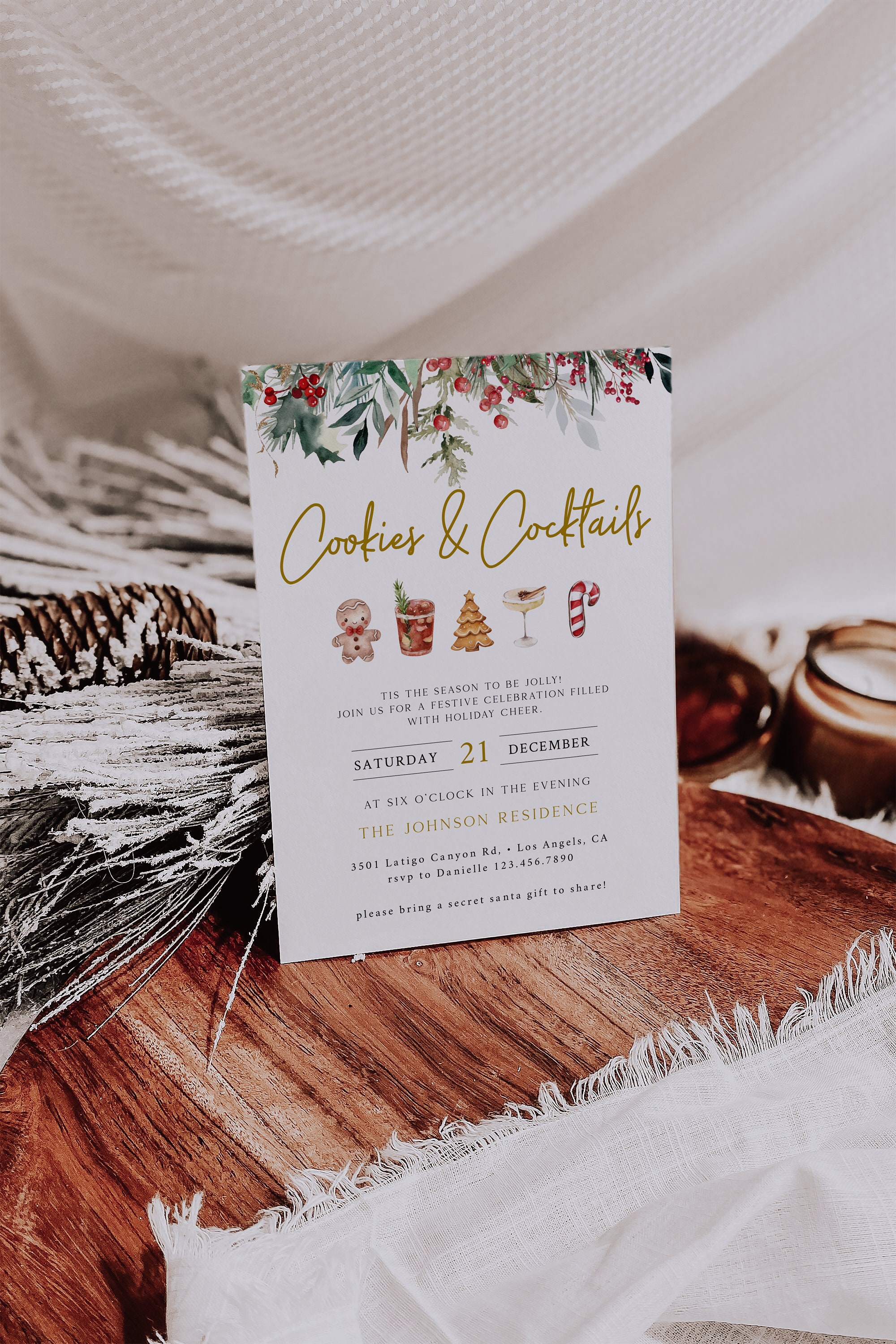 Editable Christmas Cocktails and Cookies Party Invite - Etsy UK