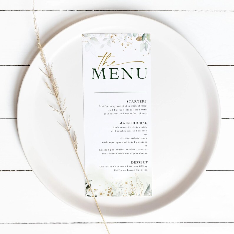 Minimalist Wedding Menu Template Modern Script Wedding Dinner - Etsy