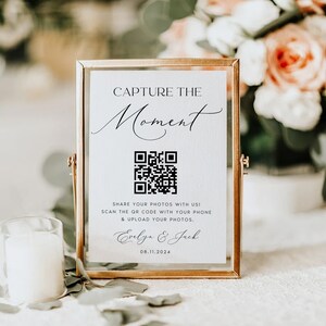 Minimalist Photo Guest Book Canva Template, QR Code Wedding Sign, QR ...