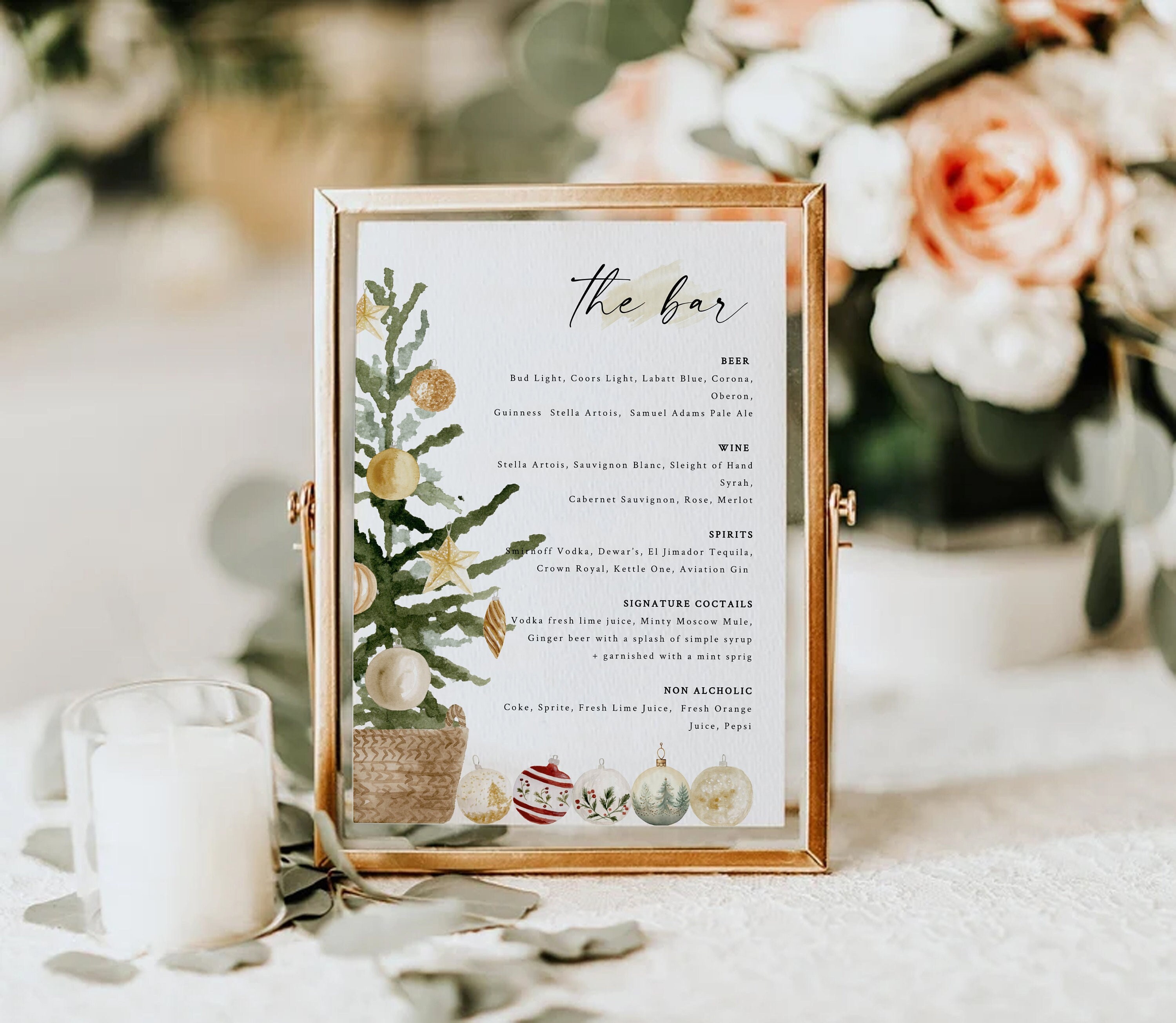 Christmas Bar Menu Holiday Bar Sign Christmas Drinks Sign - Etsy