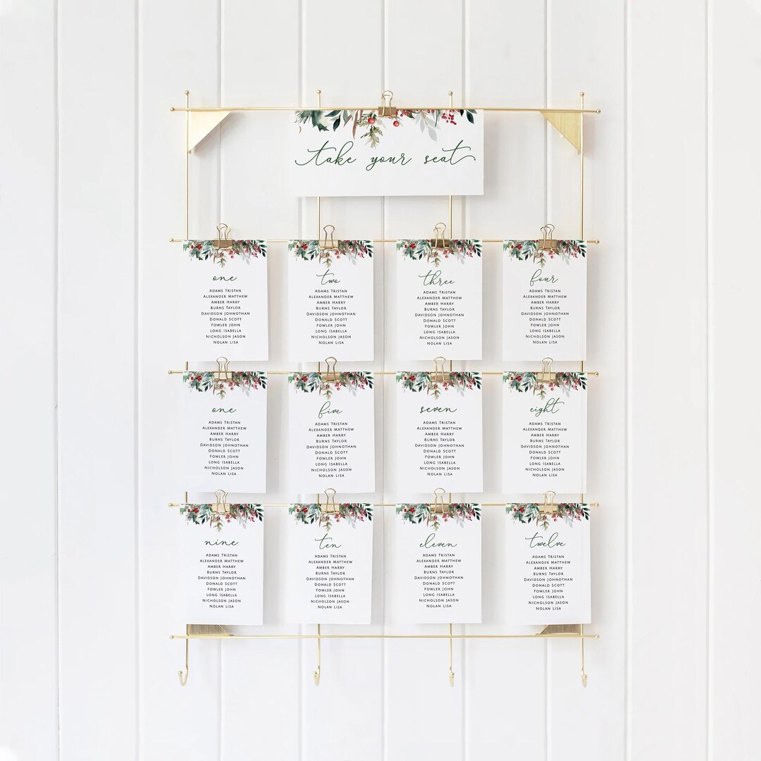 Christmas Seating Chart Cards Holiday Seating Chart Wedding - Etsy