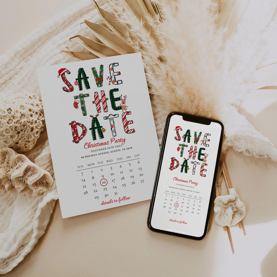 Editable Christmas Party Invitation, Save the Date Invitation ...