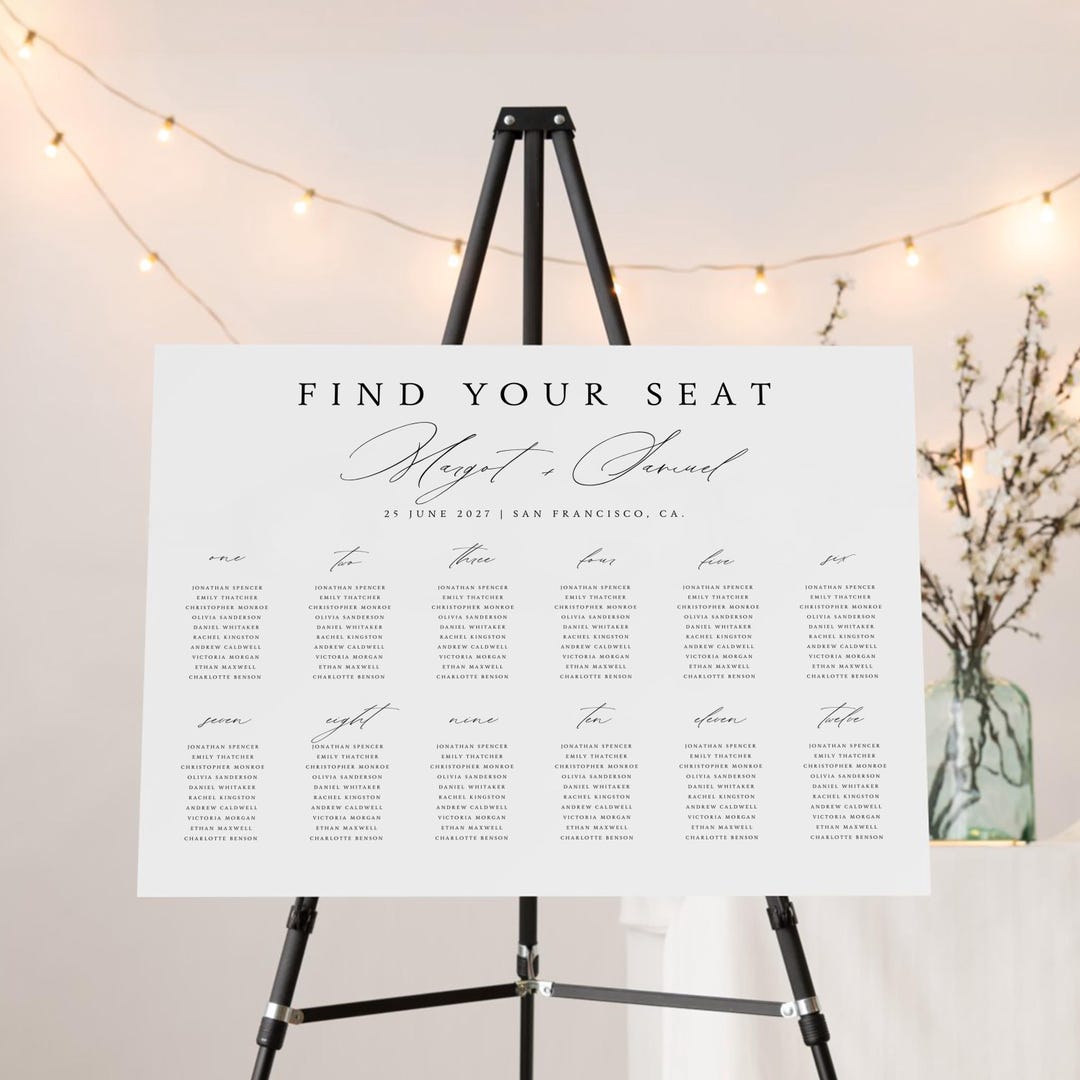Seating Plan, Wedding Seating Card Template, Printable Seating Cards ...