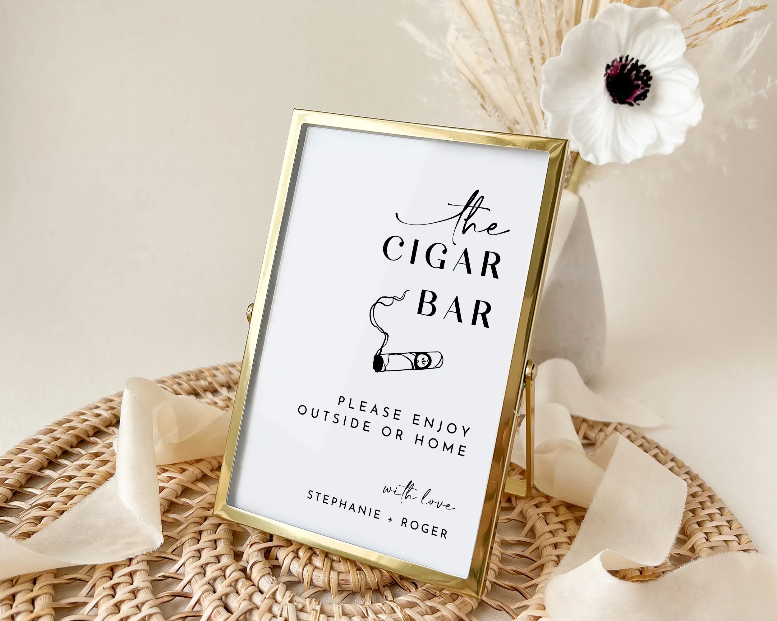 Cigar Bar Sign Template, Wedding Cigar Sign, Modern Minimalist Cigar ...