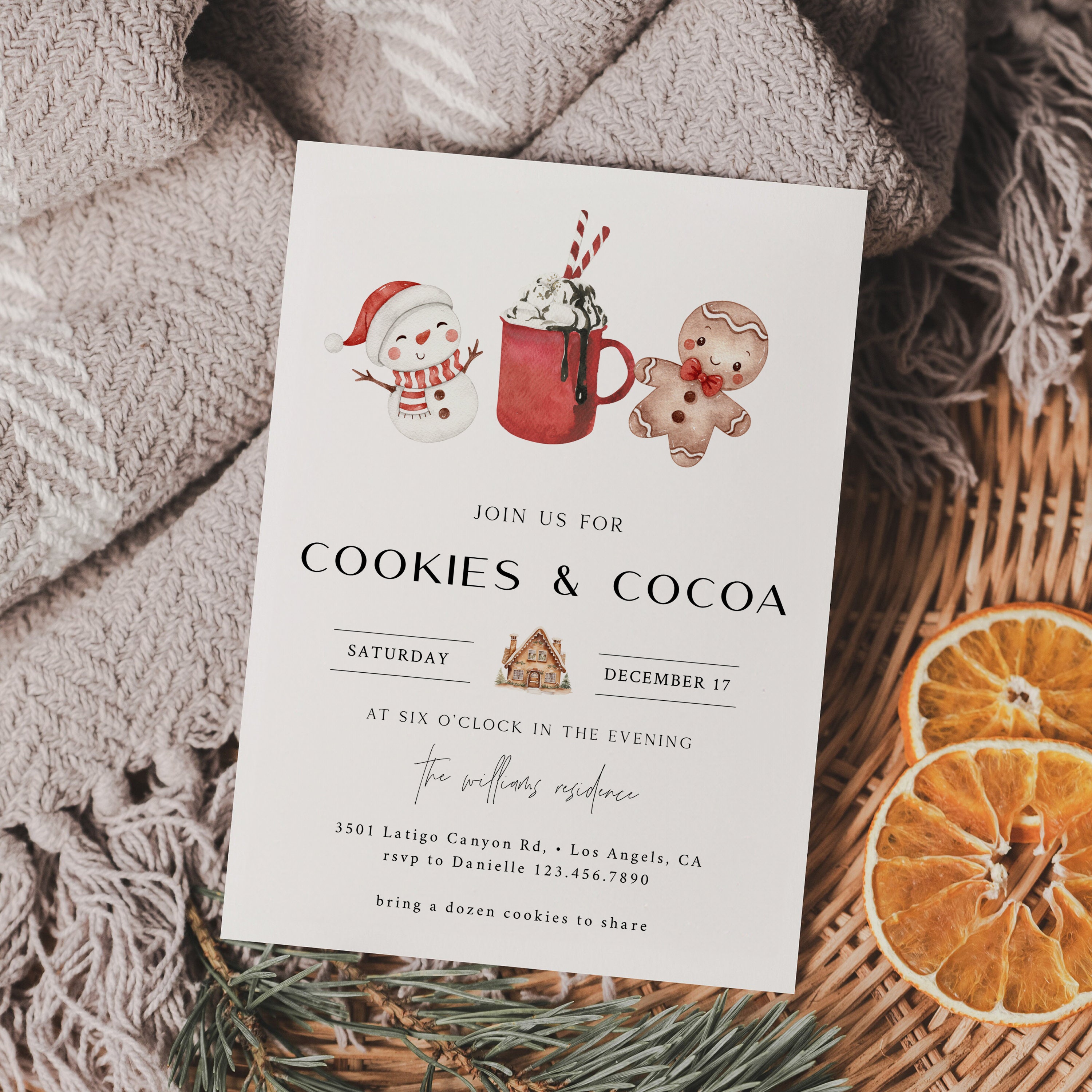 Editable Cookies and Cocoa Party Invitation, Hot Chocolate Evite, Cocoa ...