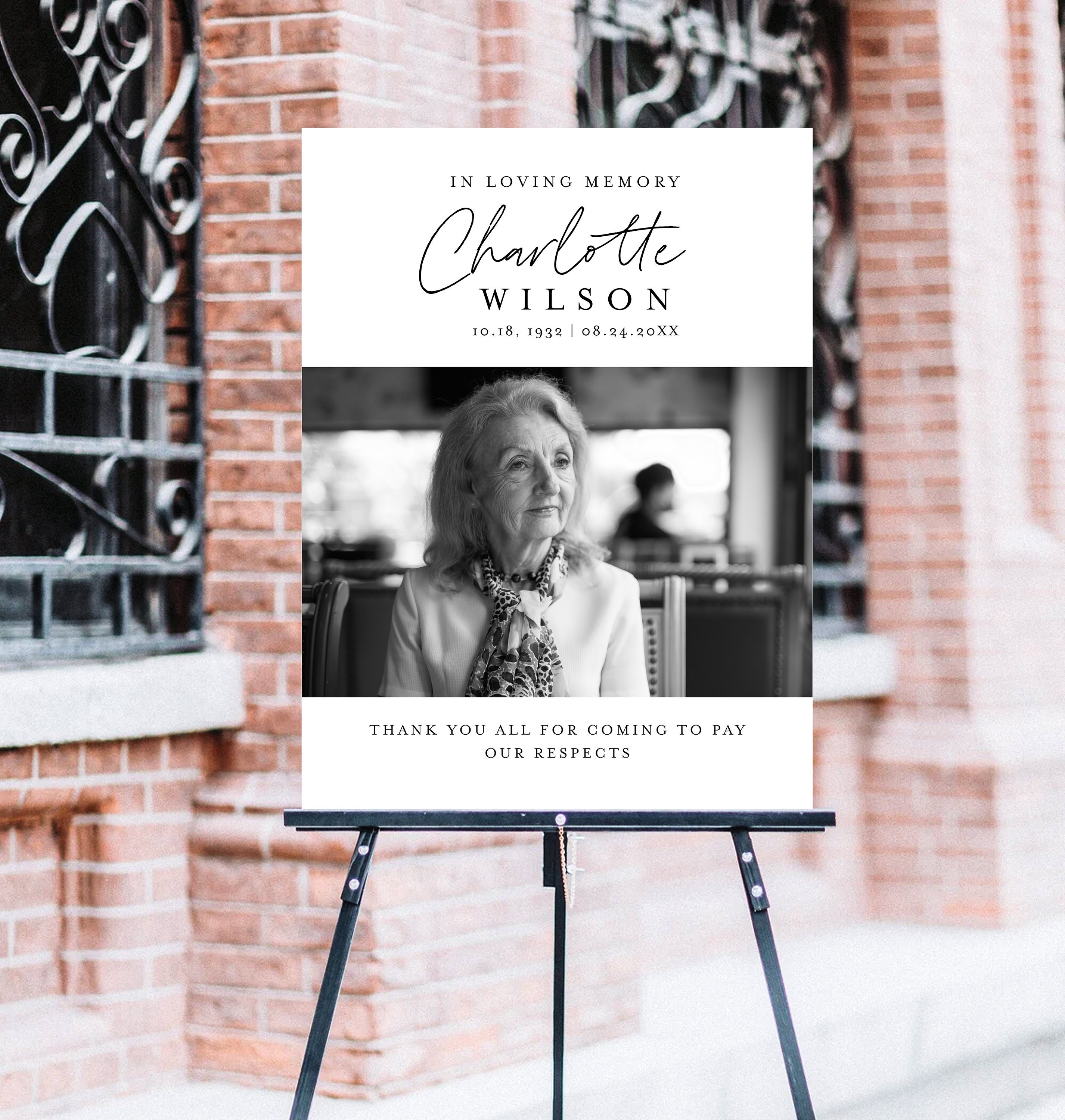 Editable Funeral Welcome Sign Minimalist Funeral Welcome - Etsy