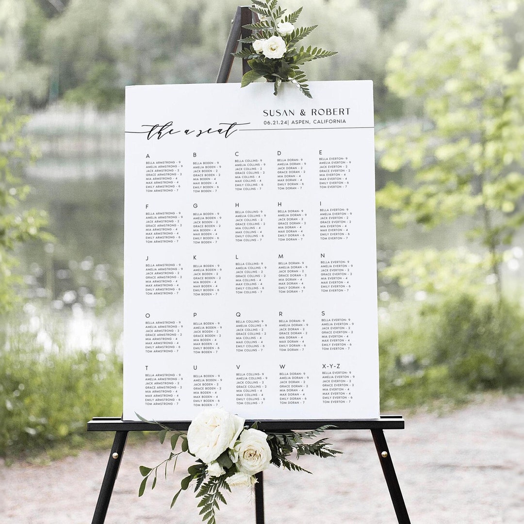 Seating Plan, Wedding Seating Card Template, Printable Seating Cards ...