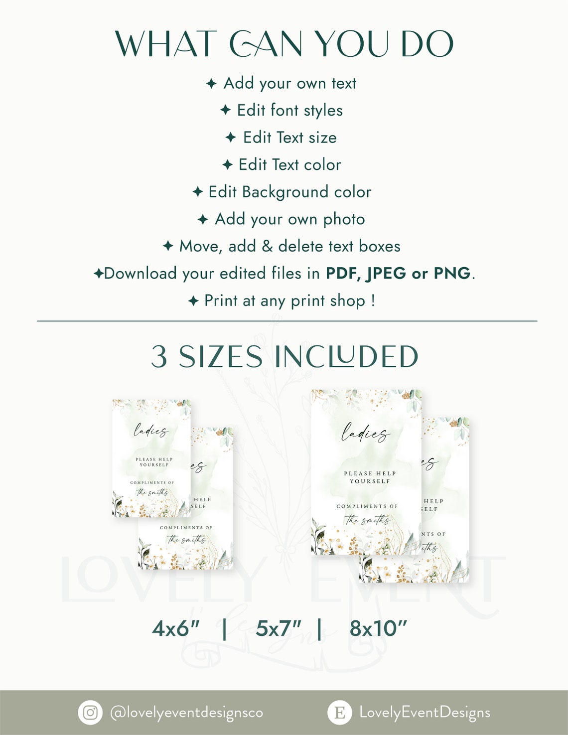 Wedding Bathroom Sign Template, Modern Gentlemen Room Sign Template ...