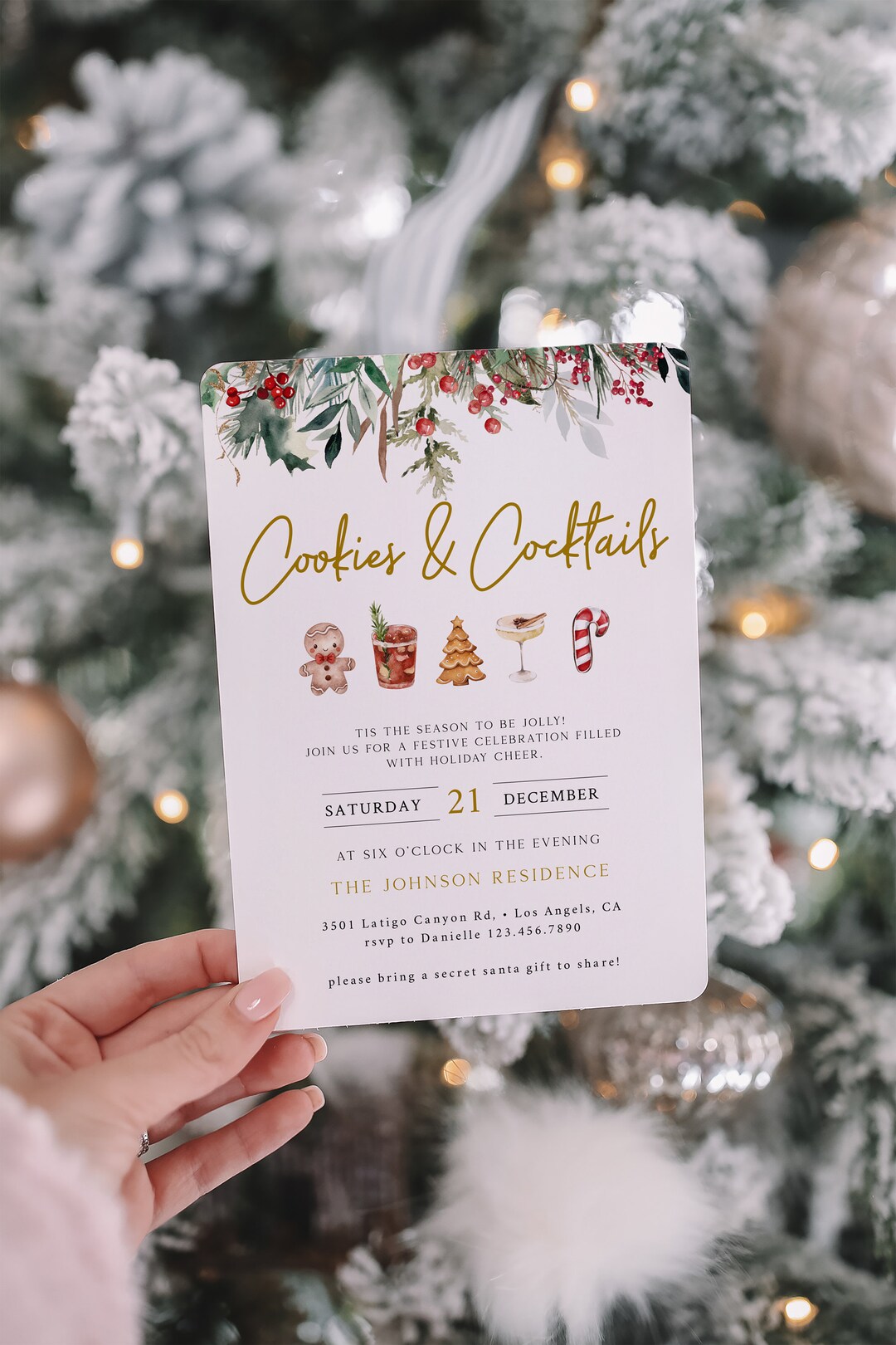 Editable Christmas Cocktails and Cookies Party Invite - Etsy UK