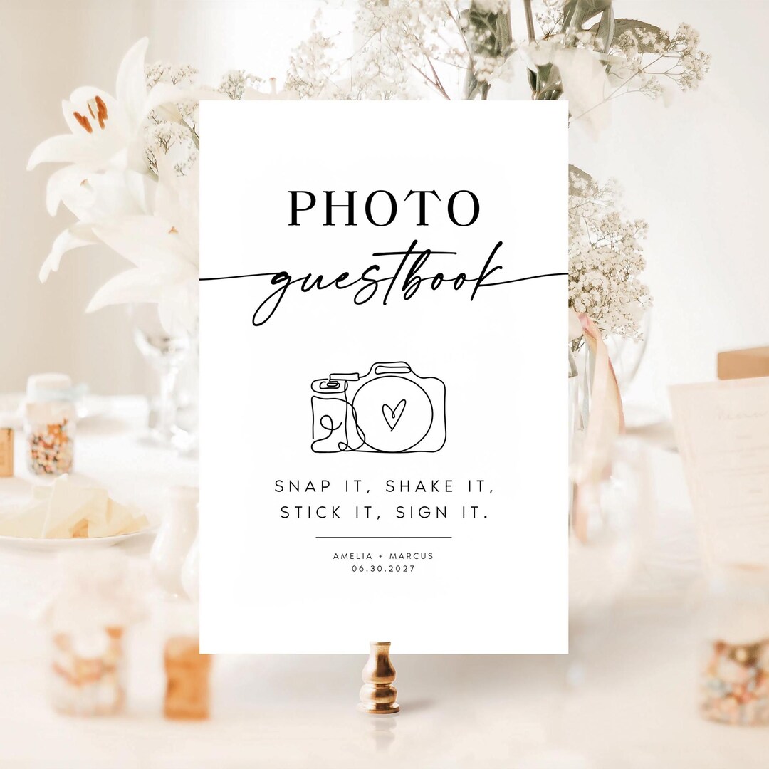 Modern Wedding Photo Guestbook Sign, Modern Minimalist Wedding Sign ...