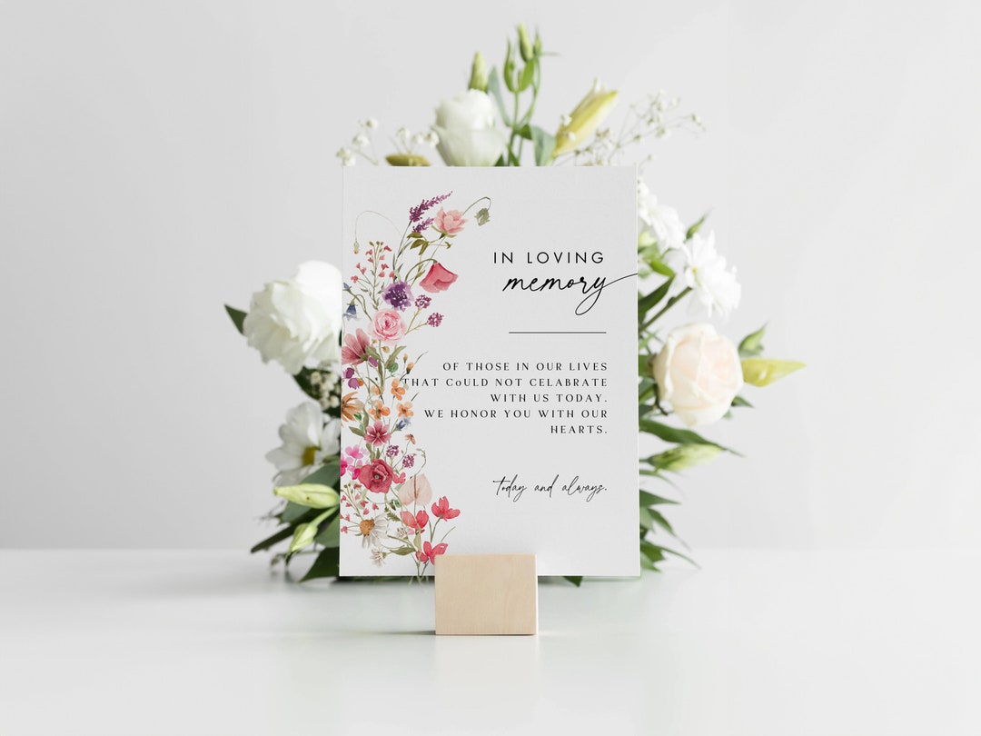 In Loving Memory Sign, Printable in Loving Memory Sign for Wedding ...