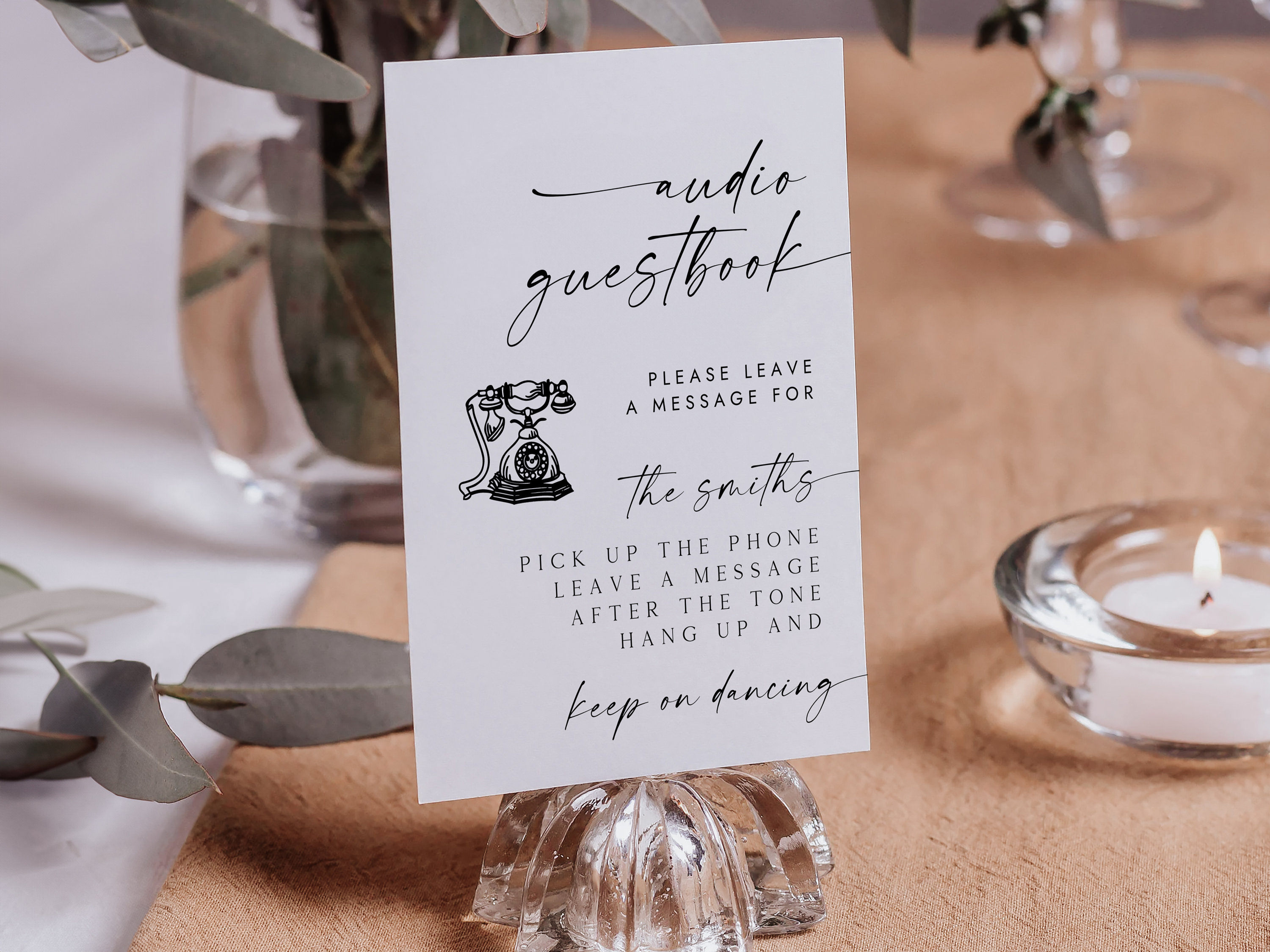 Telephone Guest Book Sign Template, Wedding Audio Guestbook, Leave Me A ...