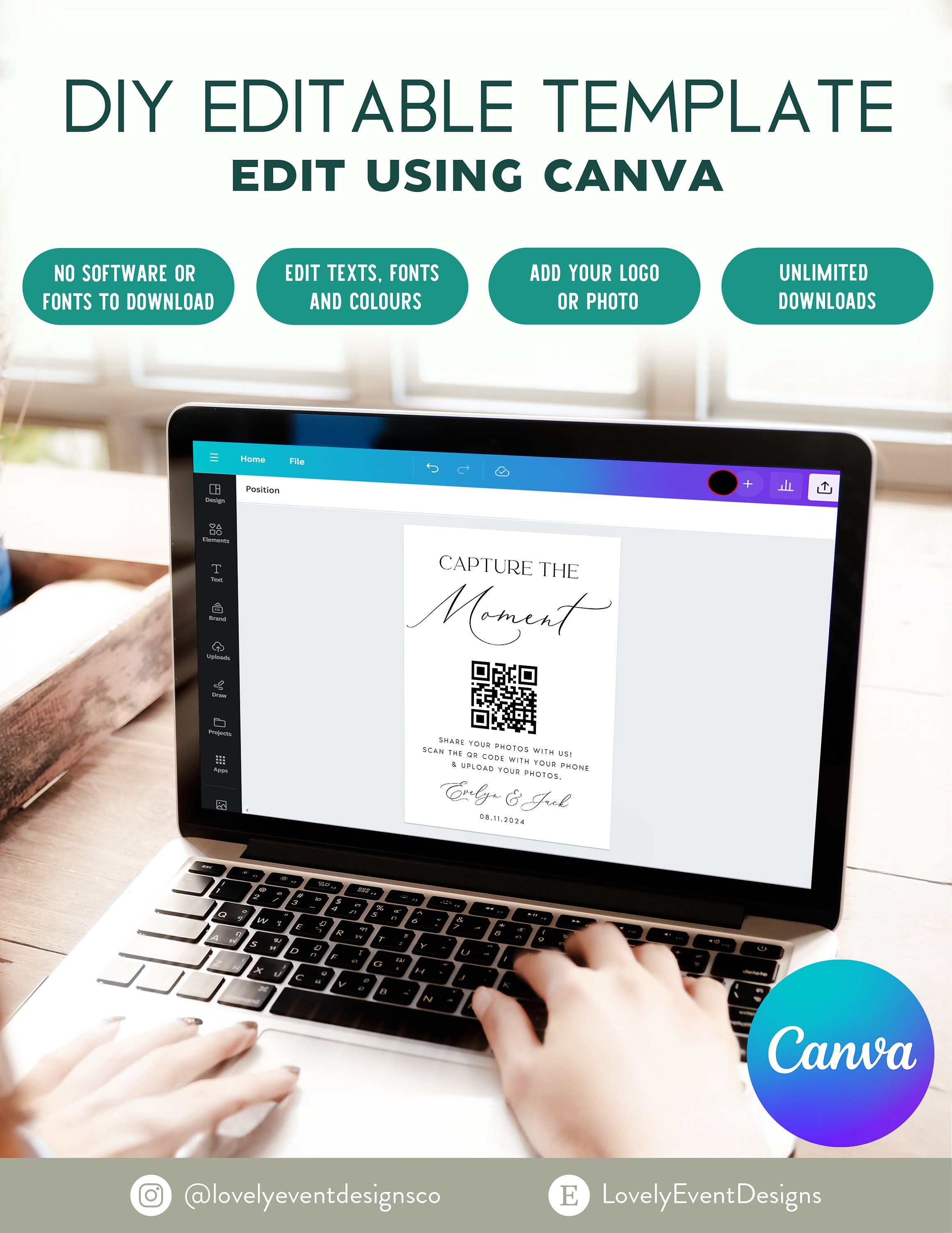 Minimalist Photo Guest Book Canva Template, QR Code Wedding Sign, QR ...