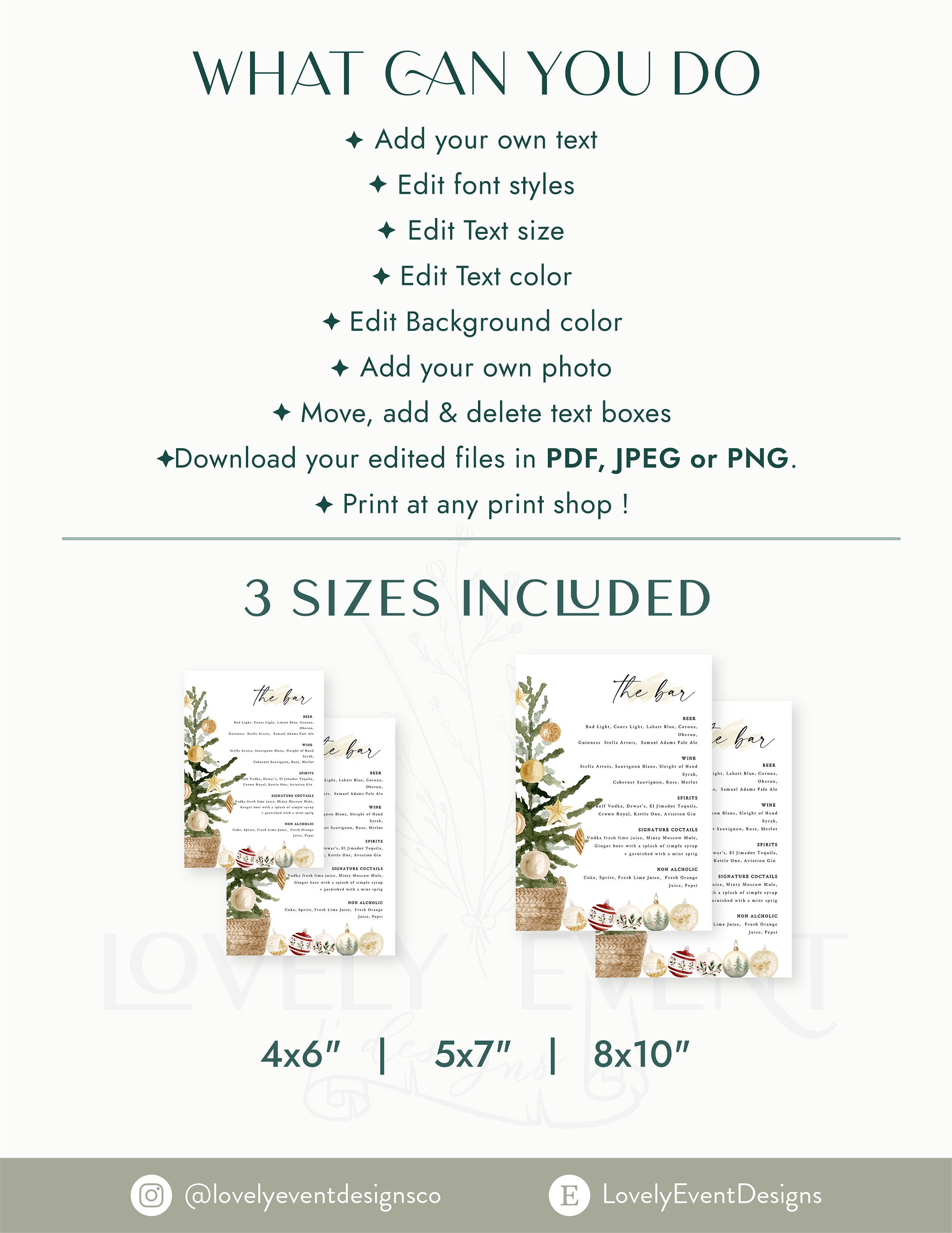 Christmas Bar Menu Holiday Bar Sign Christmas Drinks Sign - Etsy