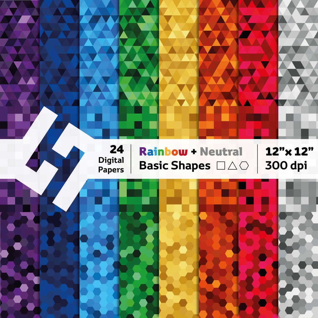 Rainbow Digital Paper Bundle for Crafts, Scrapbooking, and More - 24 ...