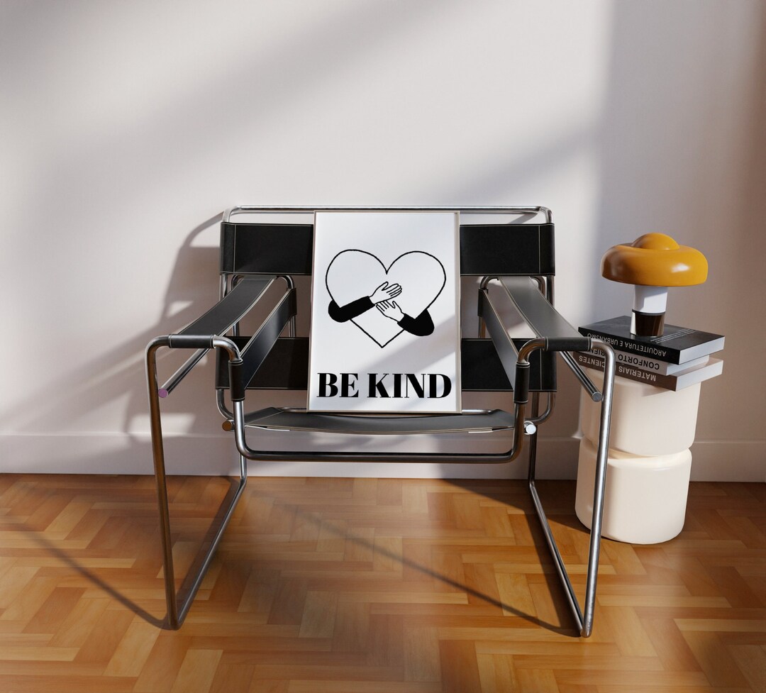 Art Print: Poster Black and White be Kind Typography Minimalist Mindset ...