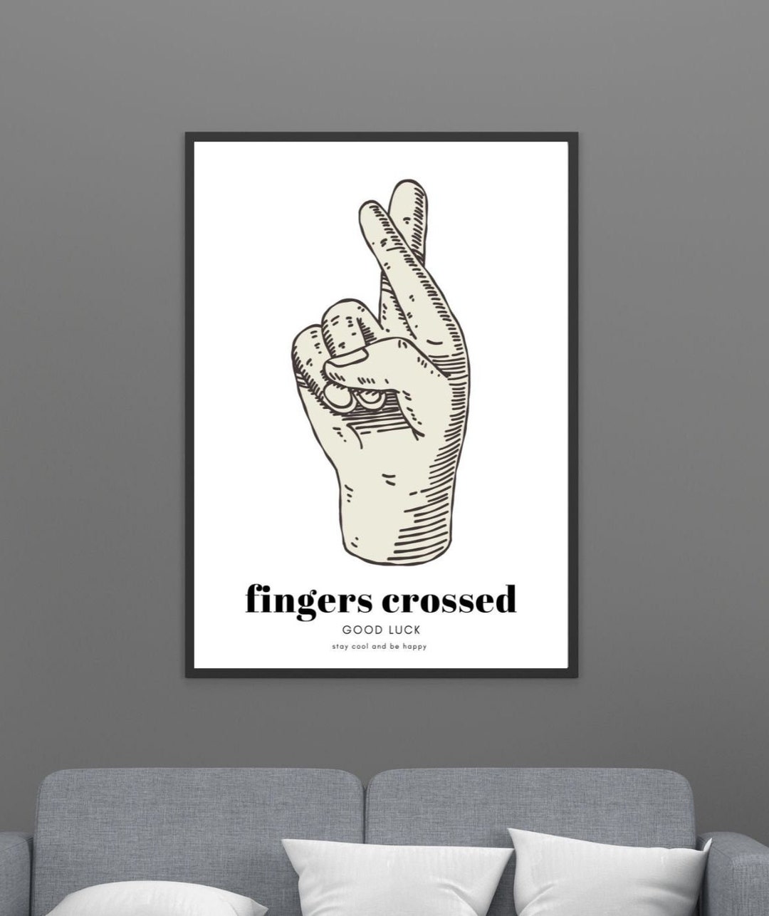 Art Print: Positive Mindset Minimalist Poster fingers Crossed Positive ...